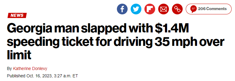 超过限速35迈，乔州男子被罚148万刀？- 大数跨境