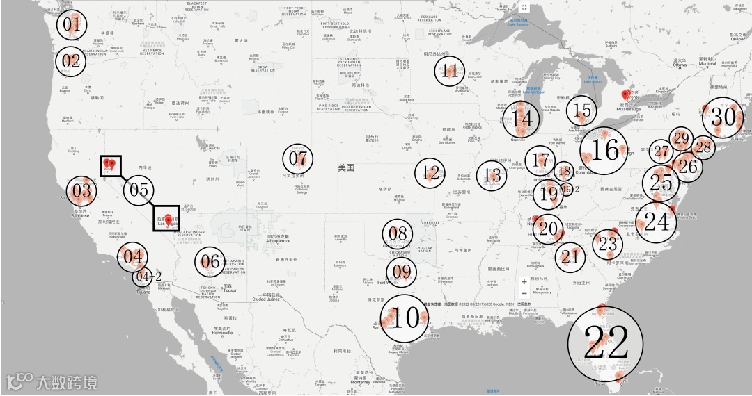 美国FBA主要仓库地址分布地图- 大数跨境